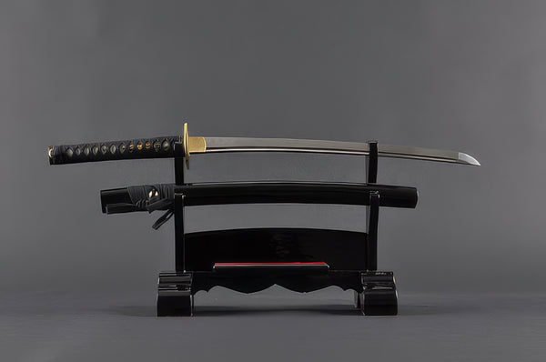 Warrior Fuji Wakizashi - 1045 Carbon Steel, Black Saya – Handmade Sword