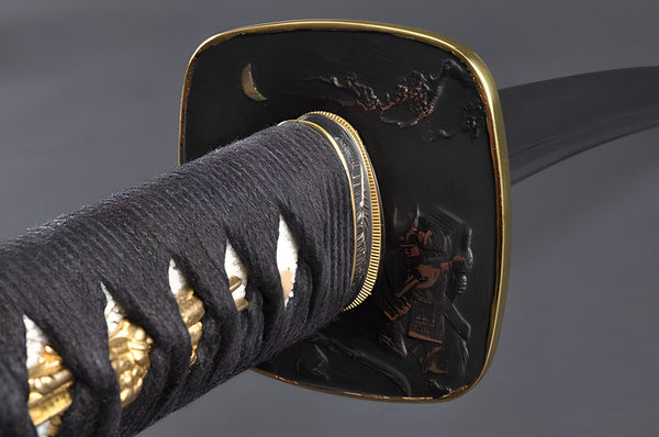 Warrior Fuji Wakizashi - 1045 Carbon Steel, Black Saya – Handmade Sword