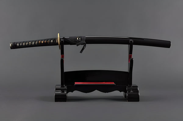 Warrior Fuji Wakizashi - 1045 Carbon Steel, Black Saya – Handmade Sword